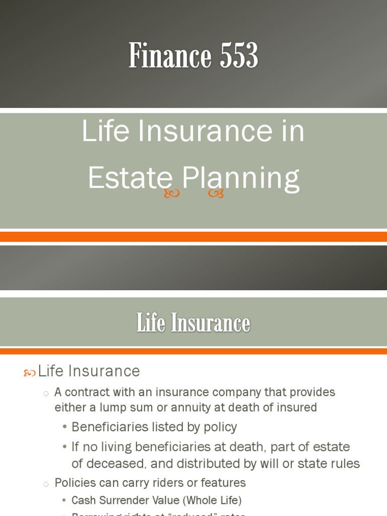 Chapter 11 -Life Insurance in Estate Planning.ppt | Life Insurance ...