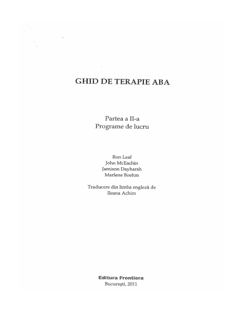 Ghid de Terapie ABA Partea 2 Programe de Lucru 2011 1-1 PDF | PDF