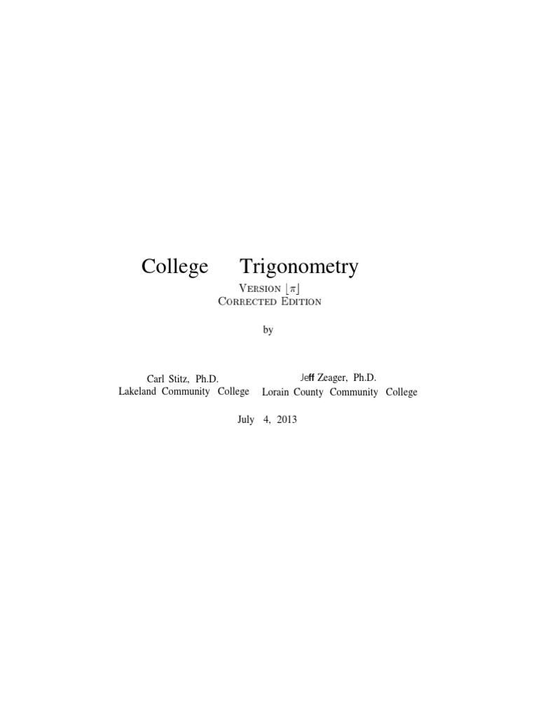 Trig Book | PDF | Trigonometric Functions | Angle