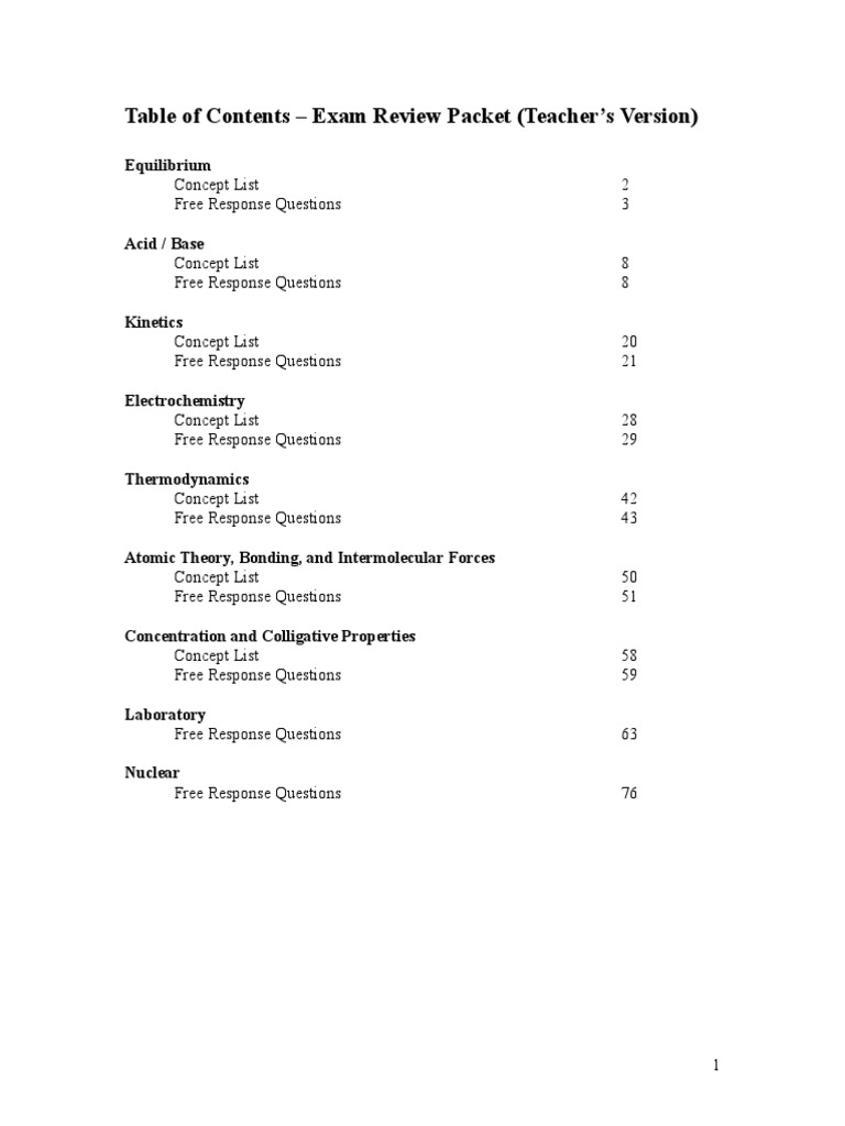 Review Packet - Teacher Version | PDF | Reaction Rate | Chemical ...