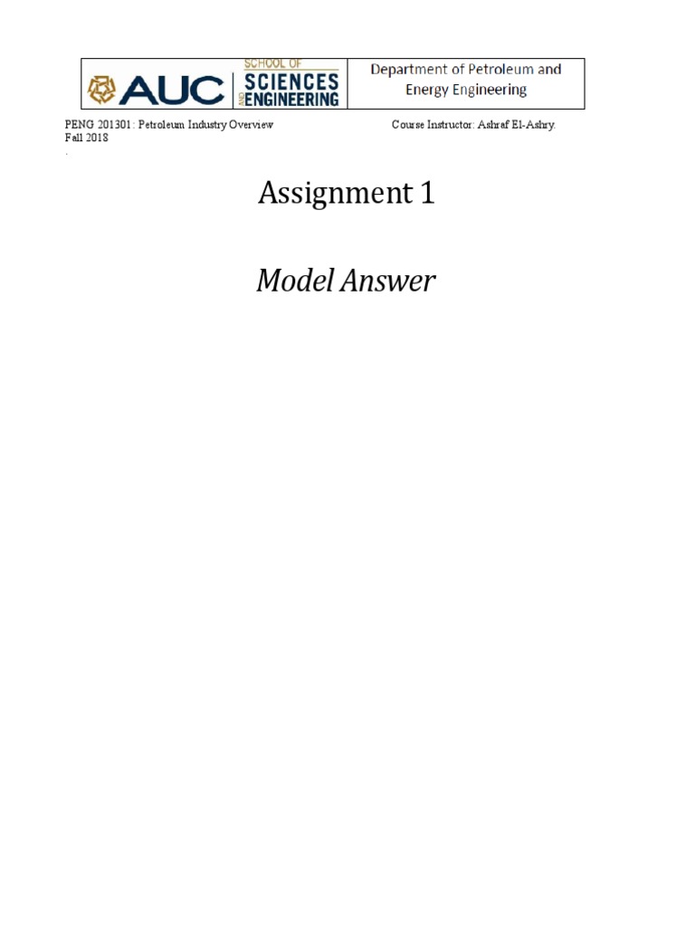 Assignment 1 Model Answer | PDF | Petroleum Reservoir | Porosity