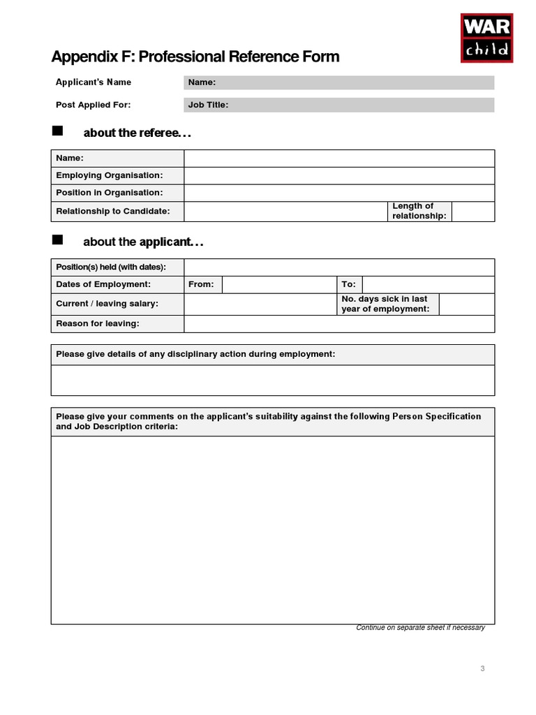 Professional Reference Form Guide | PDF | Employment | Government