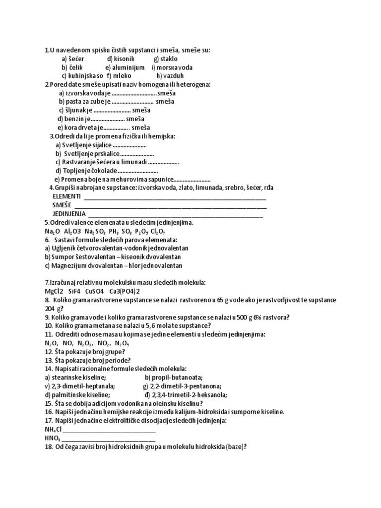 Hemija 7 Razred | PDF