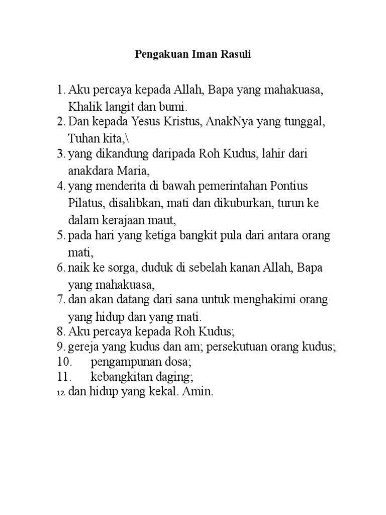 Pengakuan Iman Rasuli | PDF
