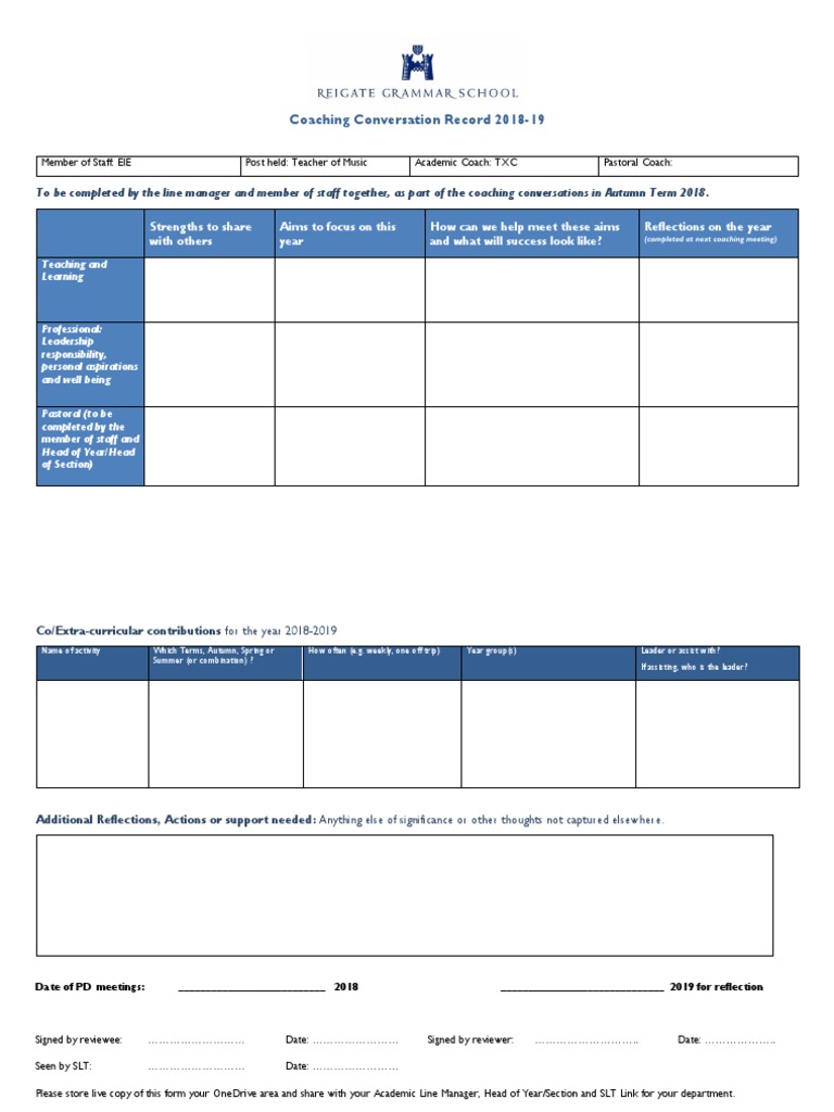 Coaching Conversation Record | PDF