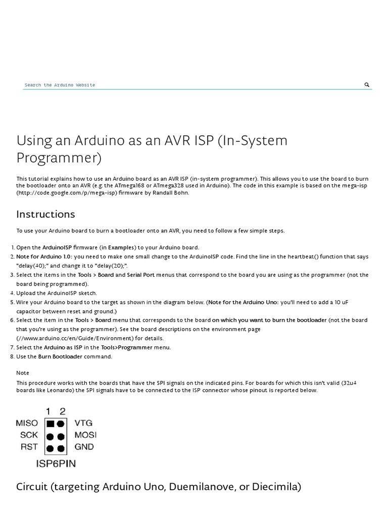 Using An Arduino As An Avr Isp In System Programmer Instructions 0270