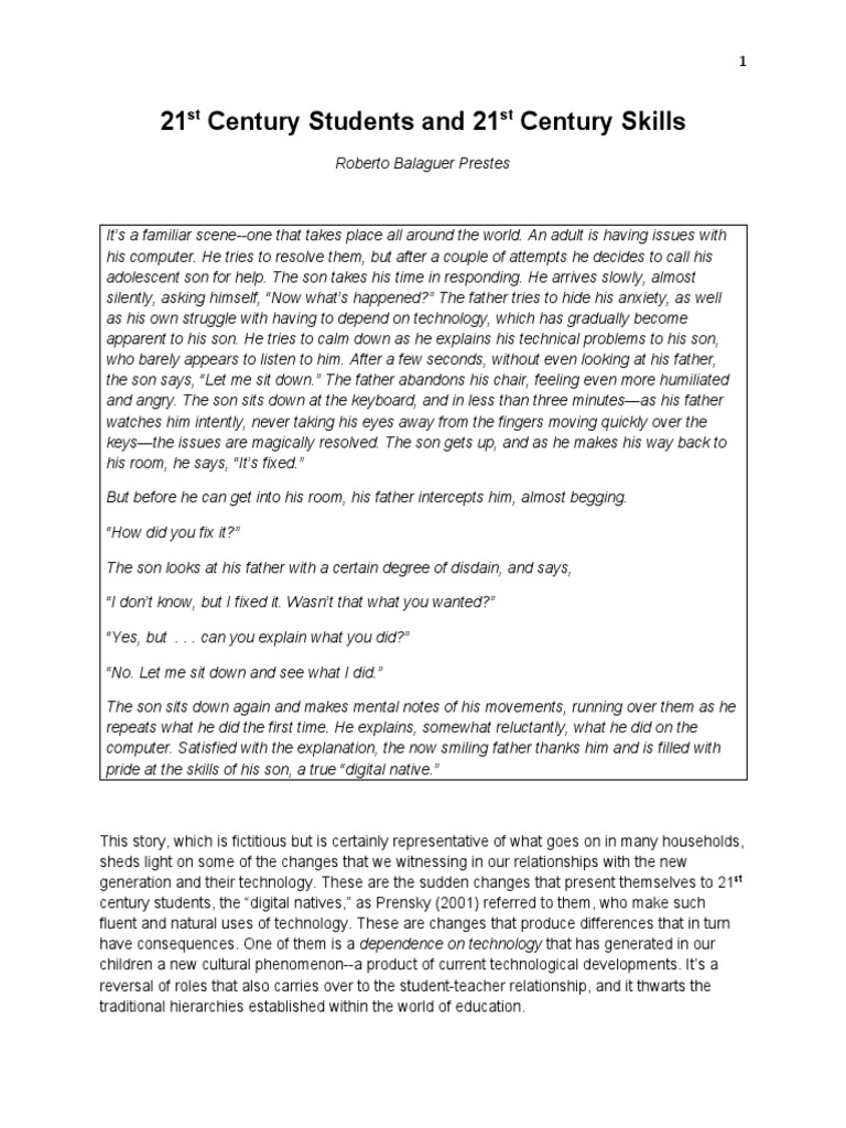 21 Century Students and 21 Century Skills: ST ST | PDF | Literacy ...