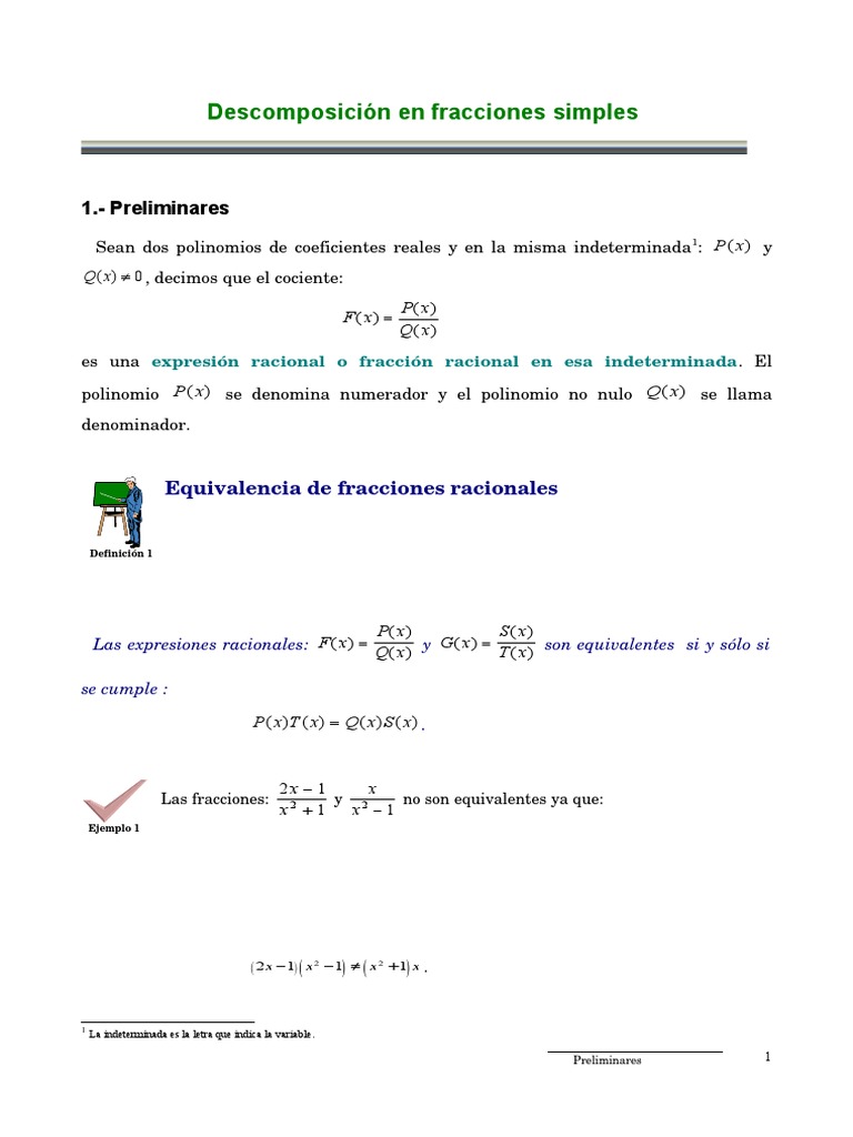 Fracciones Simples | PDF | Factorización | Fracción (Matemáticas)