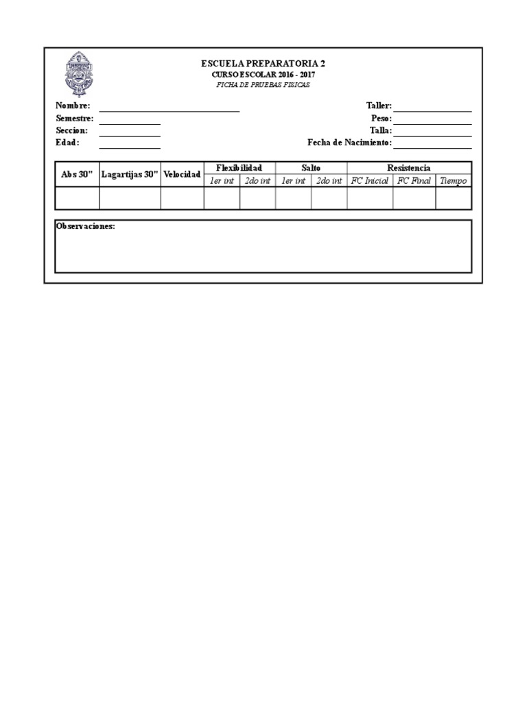 Formato de Pruebas Físicas | PDF