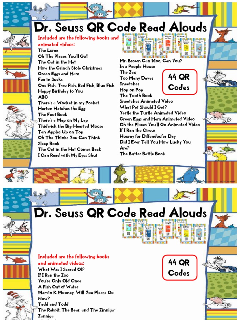 QR Codes DR Seuss | PDF | Dr. Seuss | Children's Literature