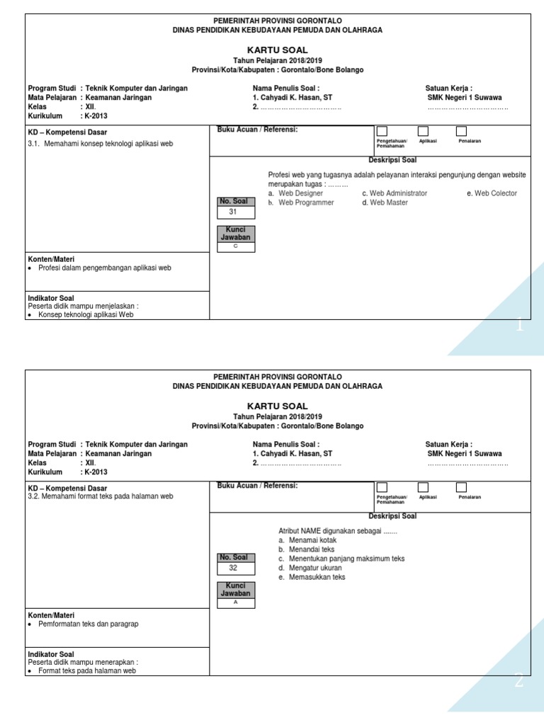 Kartu Soal Pemrograman Web | PDF
