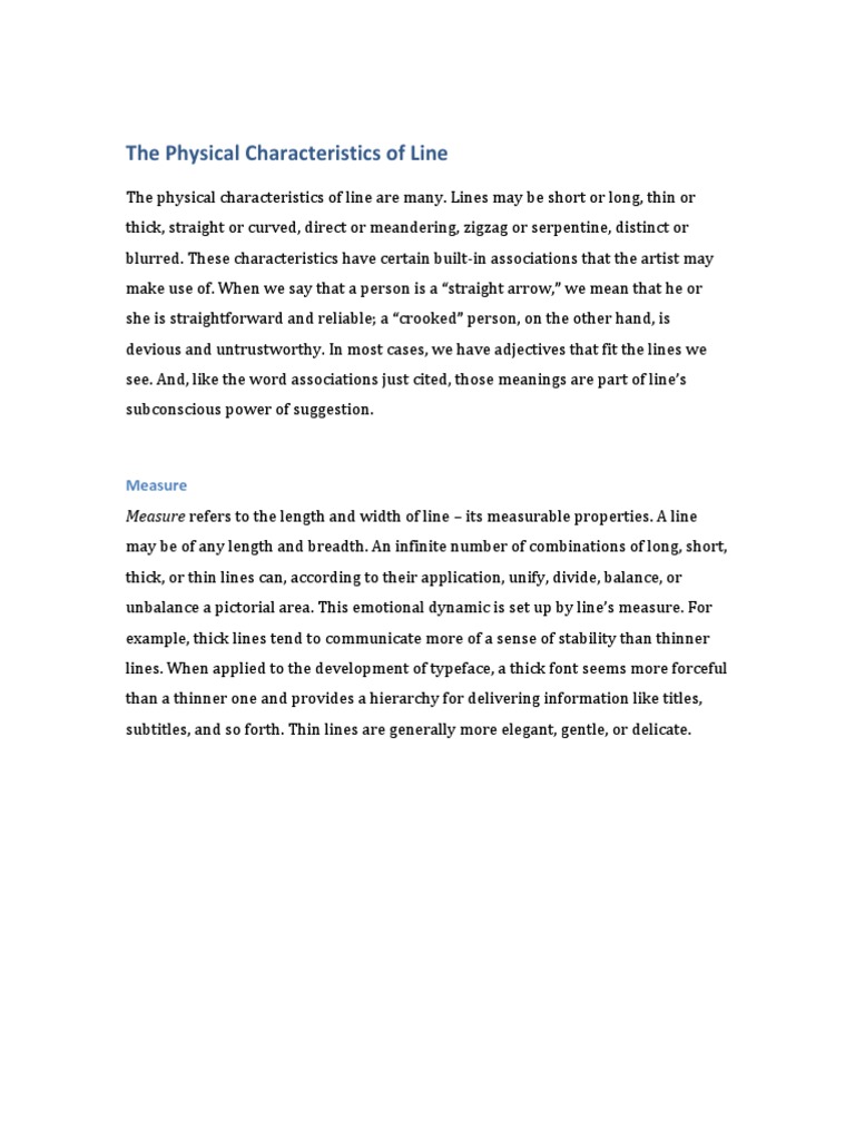 Characteristics of Line in Art | PDF | Drawing | Nature