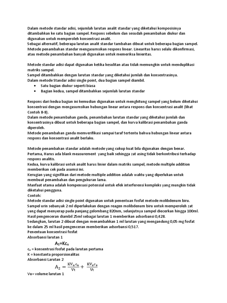 Metode Standar Adisi | PDF | Sains & Matematika