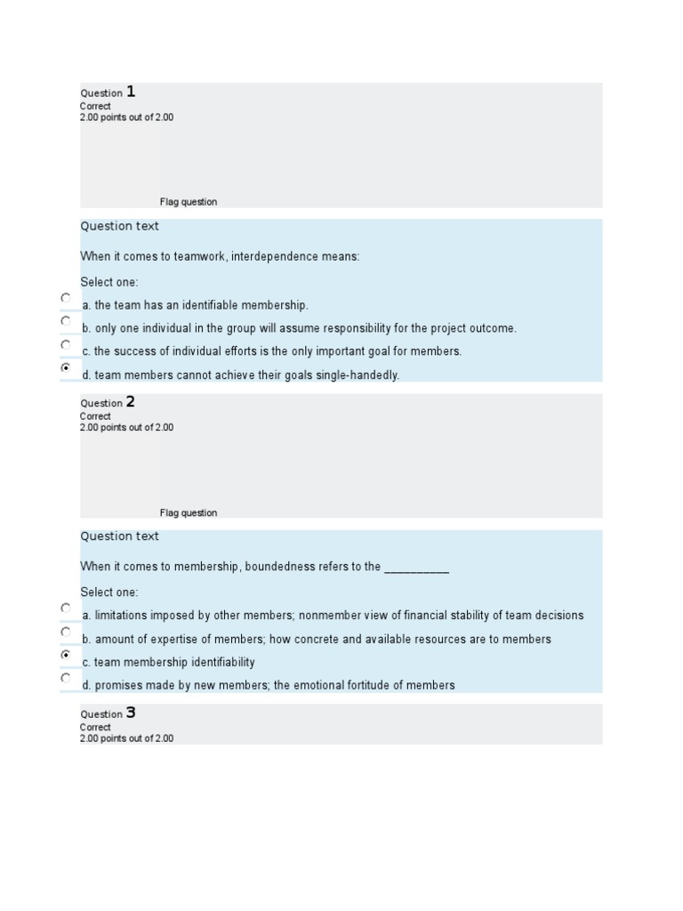 Team Management - Quiz 1 | PDF | Goal | Motivation