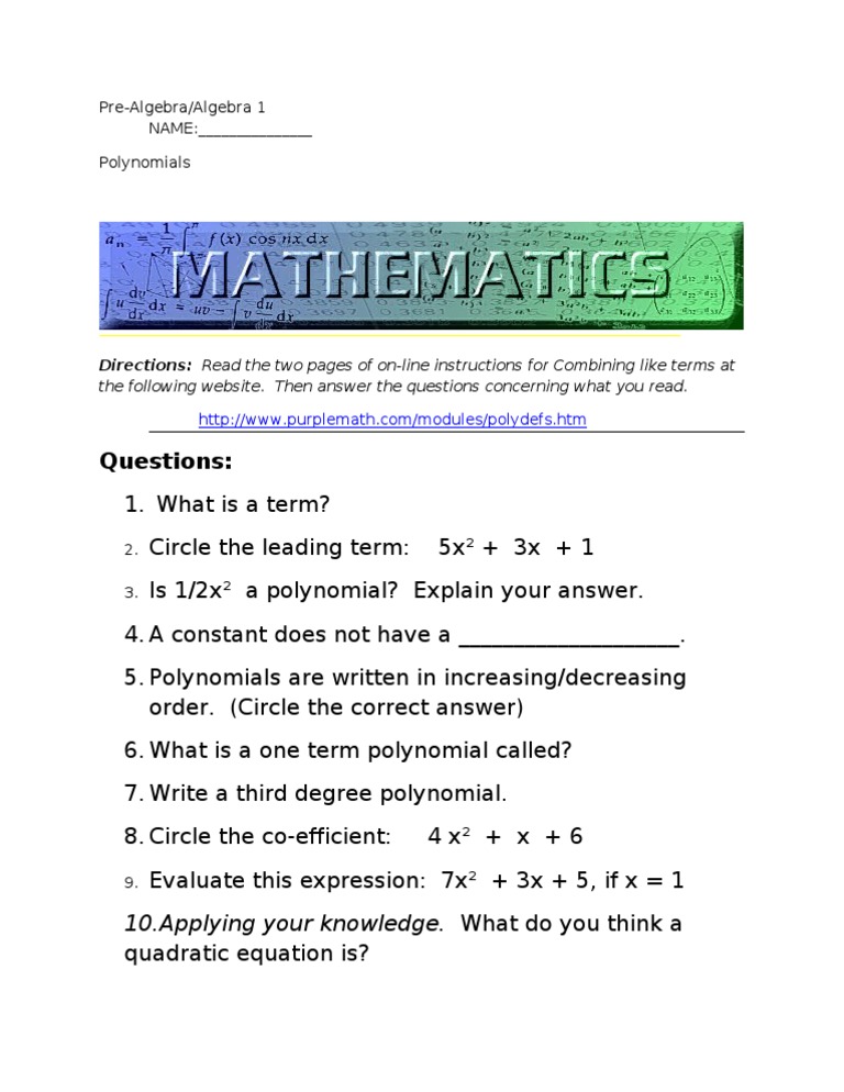 Understanding Polynomials in Algebra | PDF