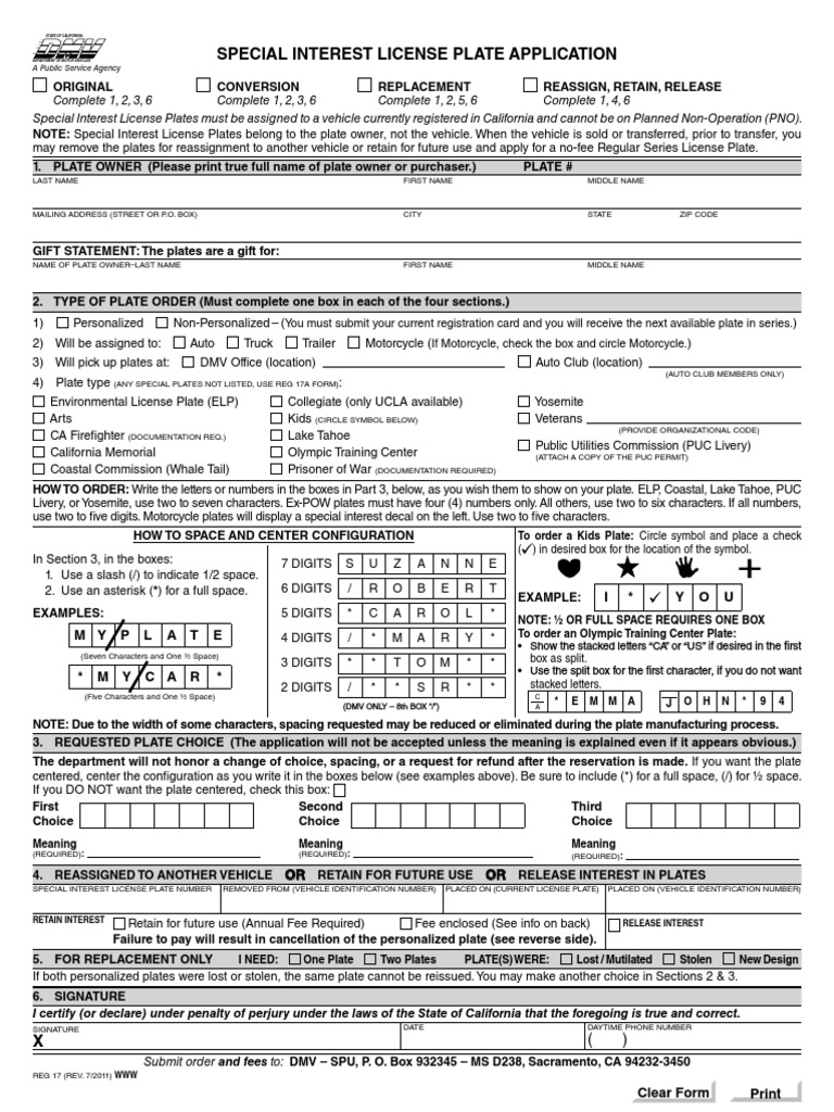 Special Interest License Plate Application: I YOU Myplate Mycar | PDF ...