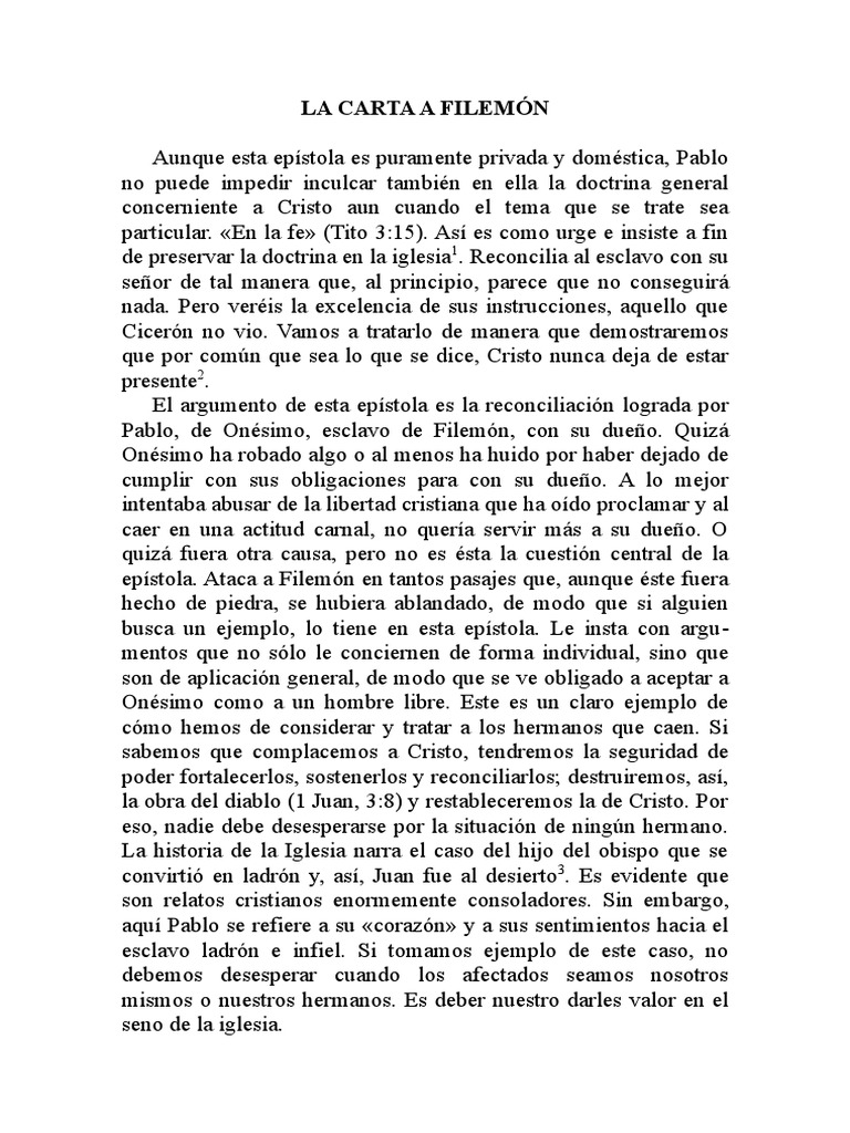 Comentario A La CARTA A FILEMÓN | PDF | Cristo (título) | Pablo el apóstol