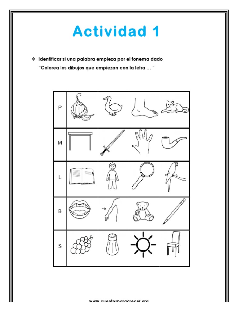 Actividades Fonéticas para Niños | PDF