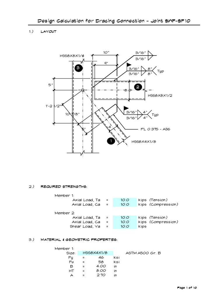 Design - Calculation - For - Bracing - Connection 1 PDF | PDF | Welding ...