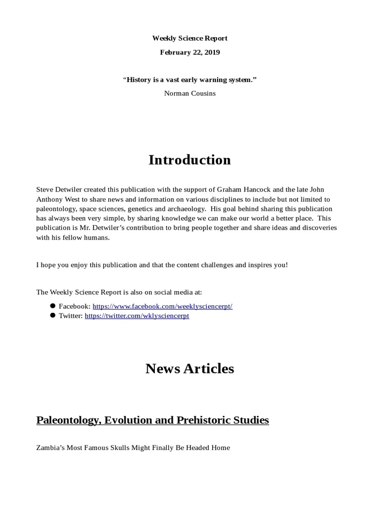Weekly Science Report 22nd Feb 2019 | PDF | Moon | Nasa