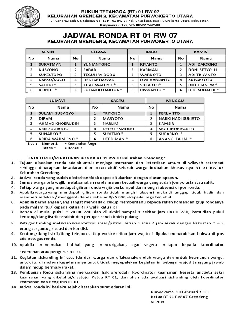 Jadwal Ronda | PDF