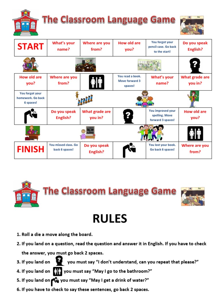 Classroom Language Game Games 32774 | PDF | Foreign Language Studies ...