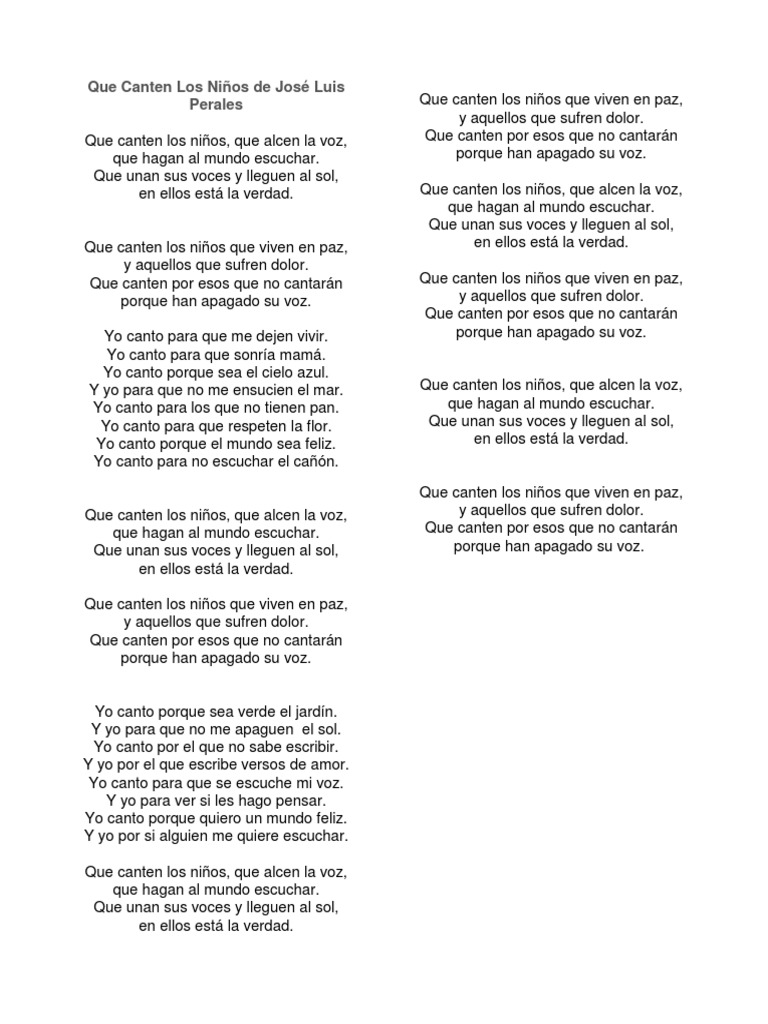 Que Canten Los Niños de José Luis Perales | PDF