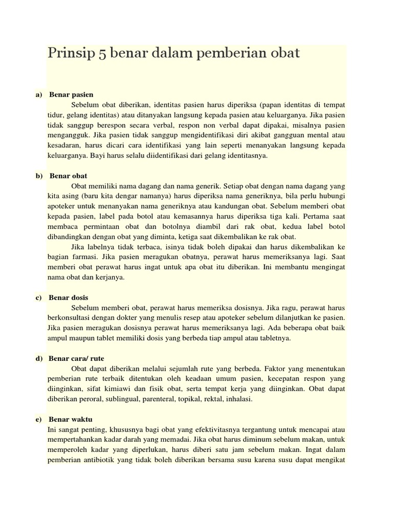 Prinsip 5 Benar Pemberian Obat | PDF