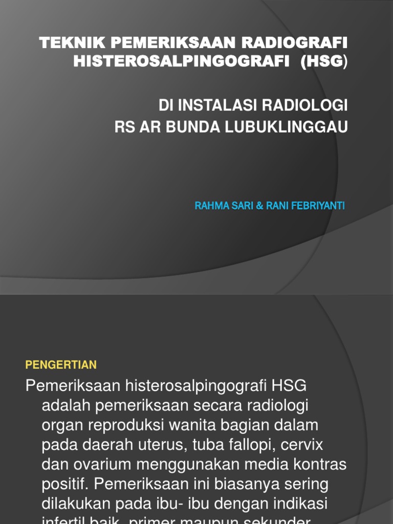 Teknik Histerosalpingografi (HSG) | PDF | Sains & Matematika