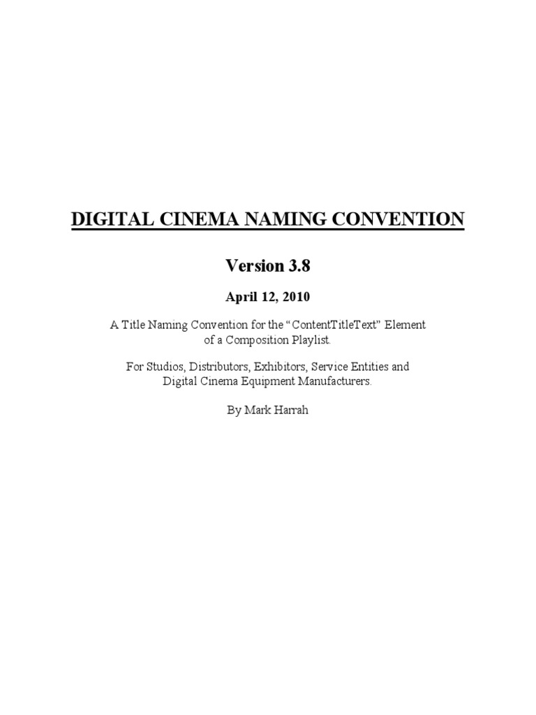 Digital Cinema Naming Convention Guide | PDF | Languages Of Europe ...