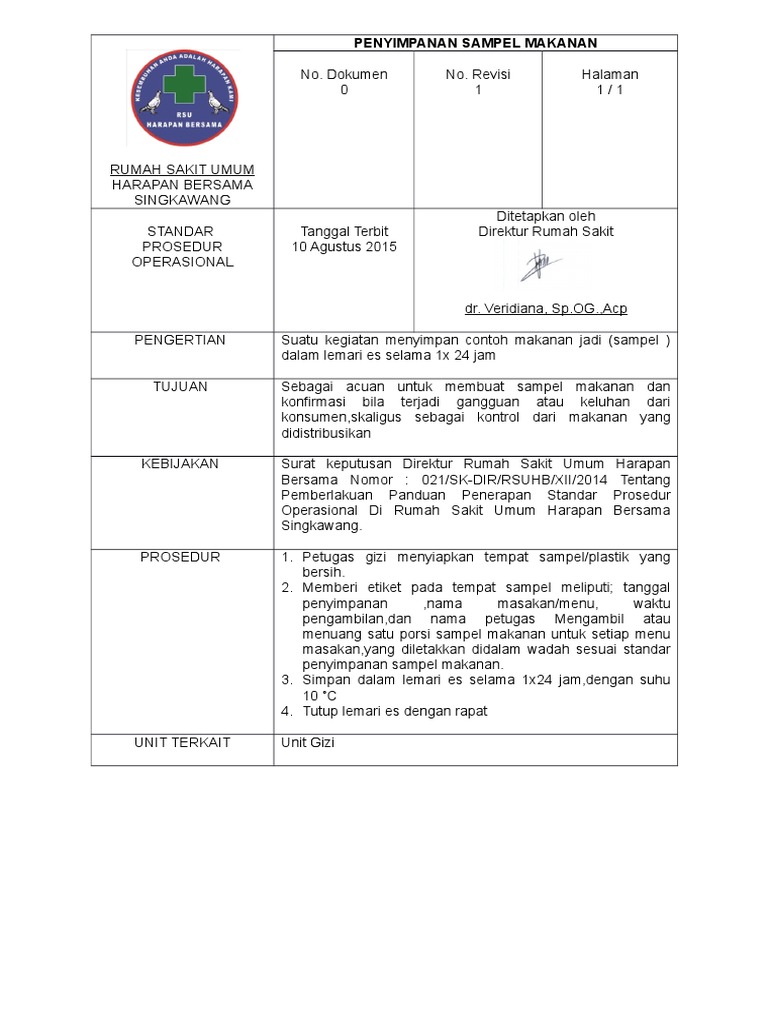 Prosedur Penyimpanan Sampel Makanan | PDF | Kesehatan Holistik