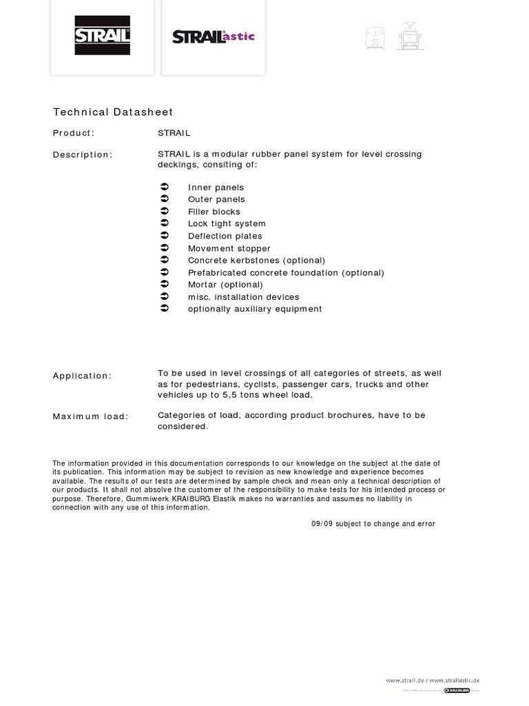 Technical Datasheet: Product: Description | PDF | Rail Transport | Concrete