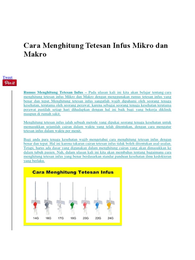 Cara Menghitung Tetesan Infus Mikro Dan Makro VERA | PDF