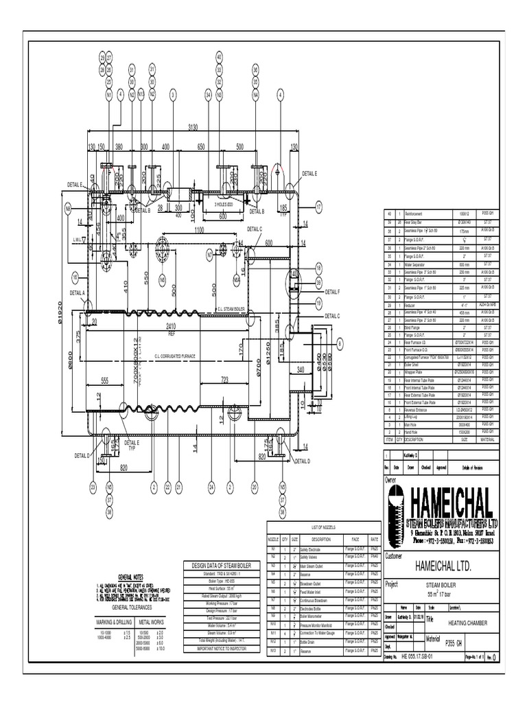 Hameichal LTD.: Design Data of Steam Boiler | PDF | Pipe (Fluid ...