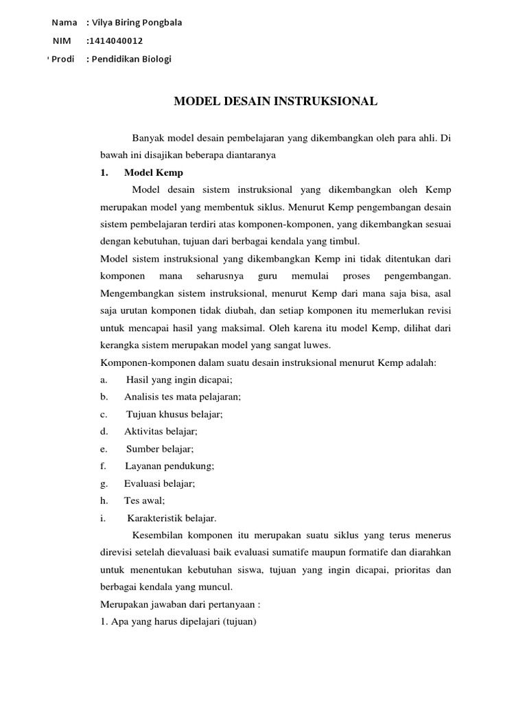 Model Desain Instruksional | PDF