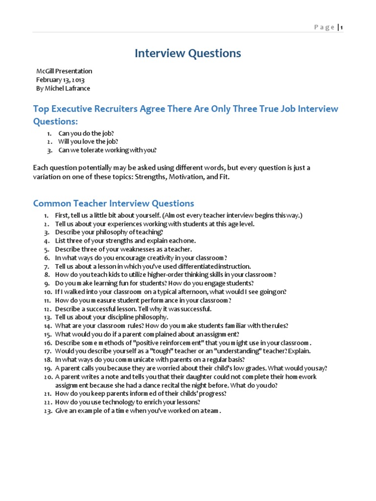 Career Teaching Interview | PDF | Question | Teachers