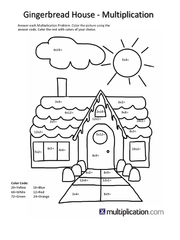 Gingerbread House Multiplication: Color Code | PDF