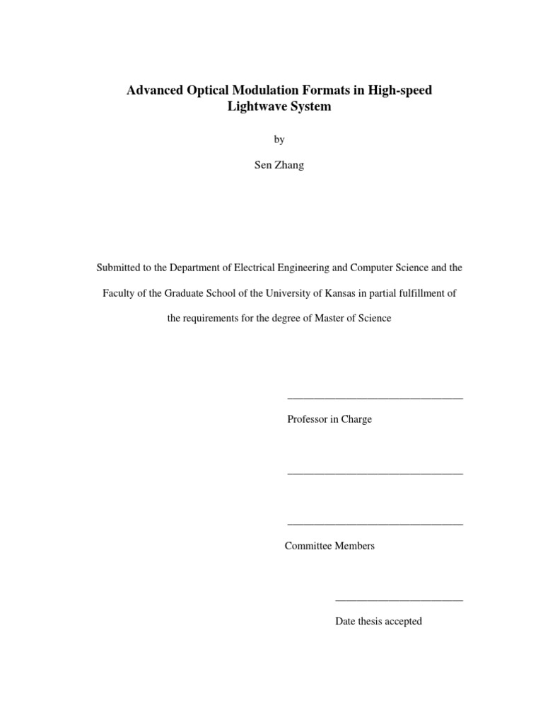 Advanced Optical Modulation Formats in High-Speed Lightwave System ...