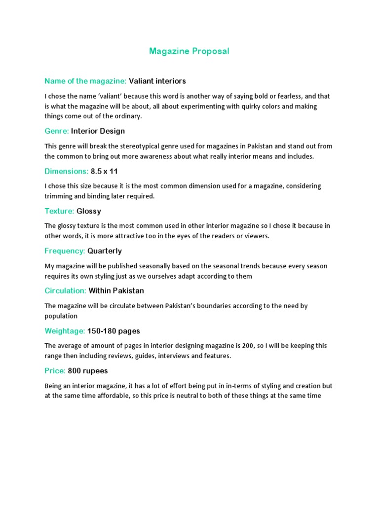 Magazine Proposal