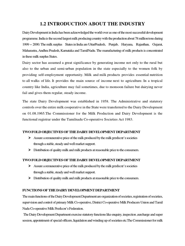 Industry Profile Aavin | PDF | Cooperative | Tamil Nadu