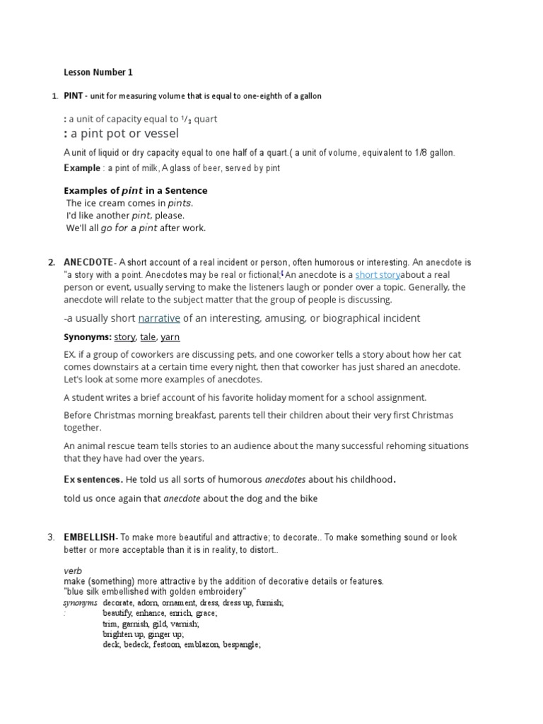 Lesson Number 1 | PDF | Pint | Pub