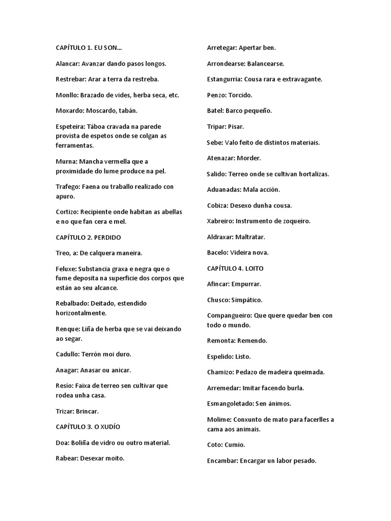 Vocabulario Memorias de Un Neno Labrego | PDF