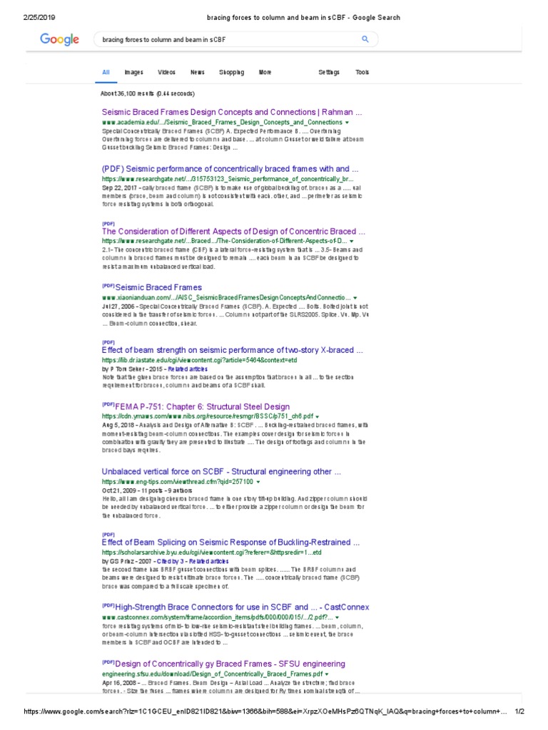 Bracing Forces To Column and Beam in SCBF - Google Search | PDF | Beam ...