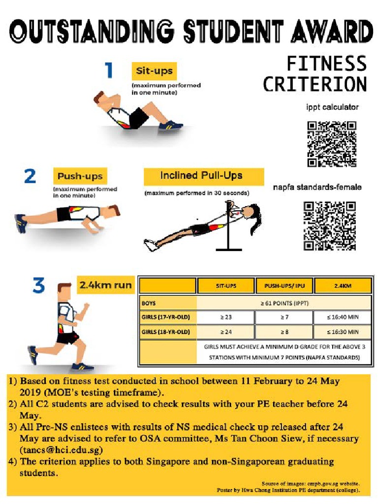 HCI College Physical Fitness Test Info Kit For Students 2019 PDF | PDF ...