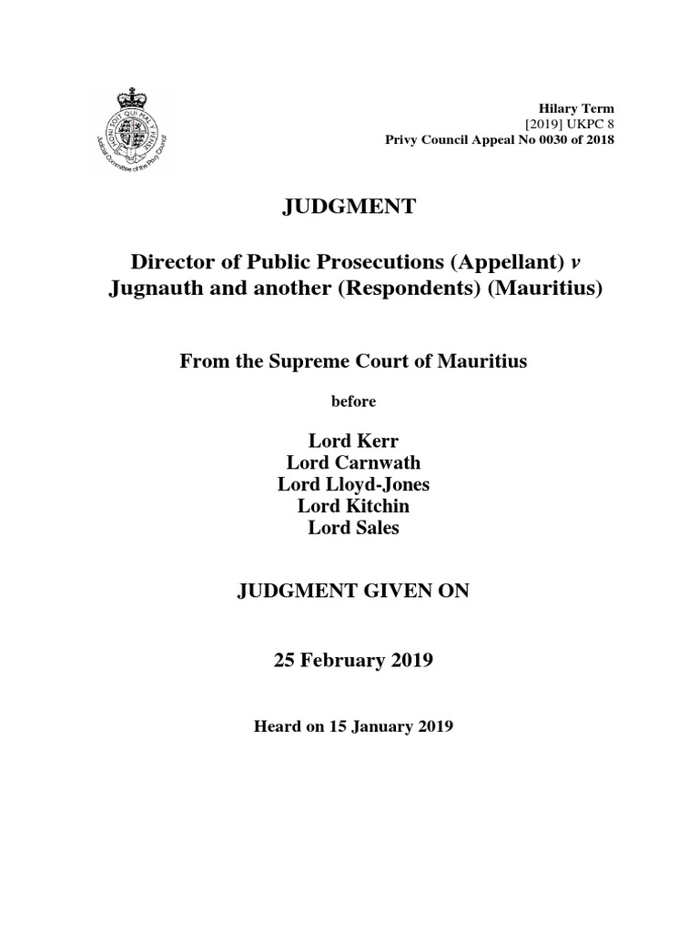 JCPC 2018 0030 Judgment | PDF | Mens Rea | Recklessness (Law)