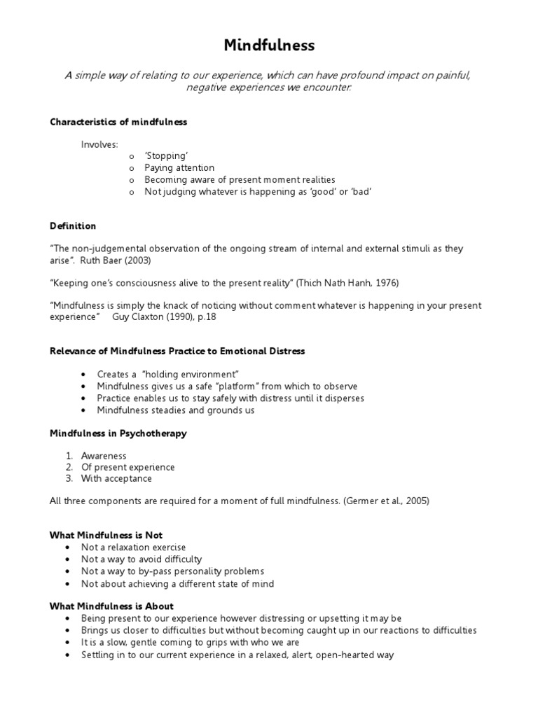 Introduction To Mindfulness Exercises | PDF | Mindfulness | Anxiety