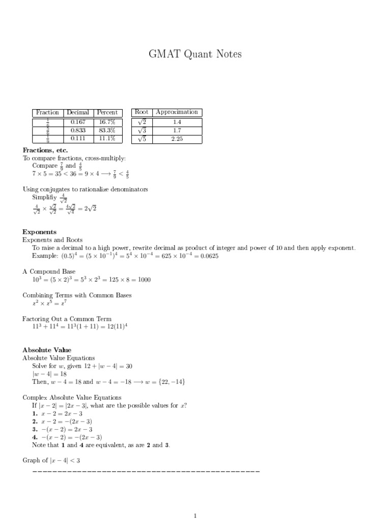 Quant Notes PDF | PDF | Fraction (Mathematics) | Exponentiation
