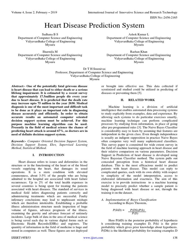 Heart Disease Prediction System | PDF | Statistical Classification ...