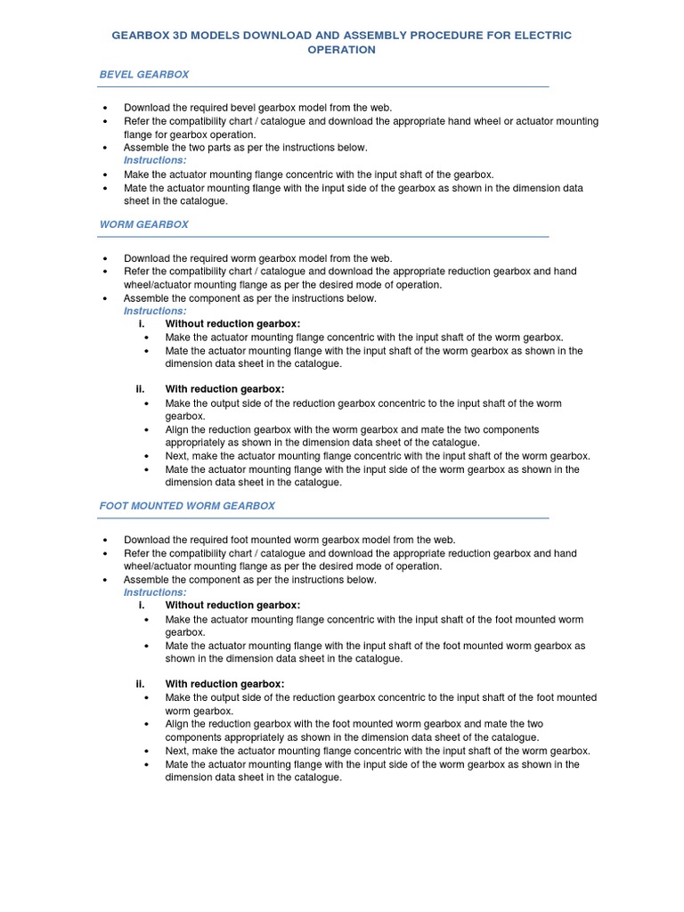 Gearbox Assembly Instructions | PDF | Transmission (Mechanics) | Actuator