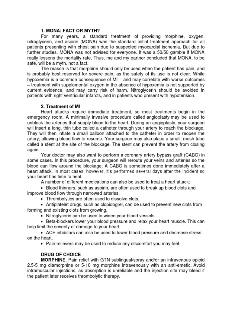 Mona: Fact or Myth? | PDF | Myocardial Infarction | Heart
